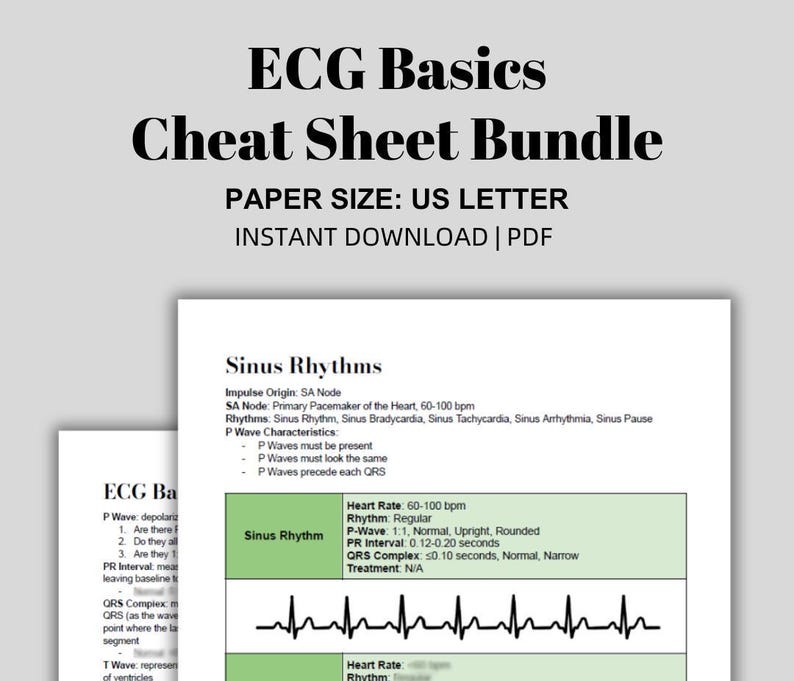 ECG Basics and Interpretation Bundle | Cheat Sheet | Nursing | NCLEX ...