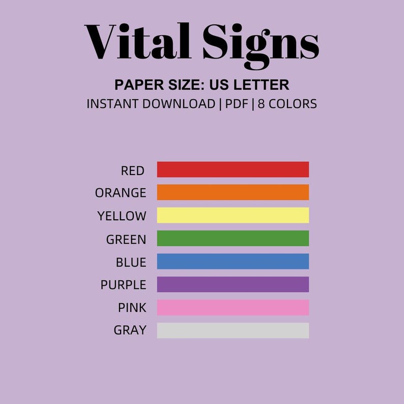 Vital Sign Sheet | Printable | PDF | Landscape | Letter - Etsy