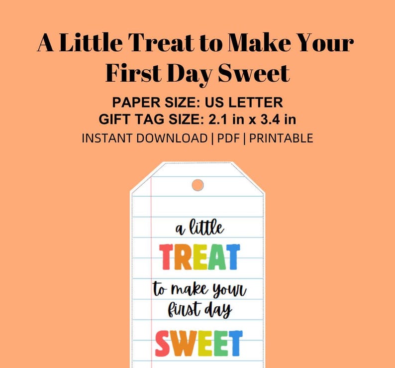 A Little Treat to Make Your First Day Sweet | Printable | Instant ...