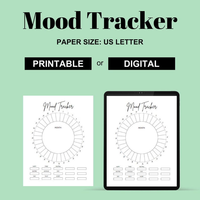 Printable Daily Mood Tracker: US Letter (PDF) - Etsy
