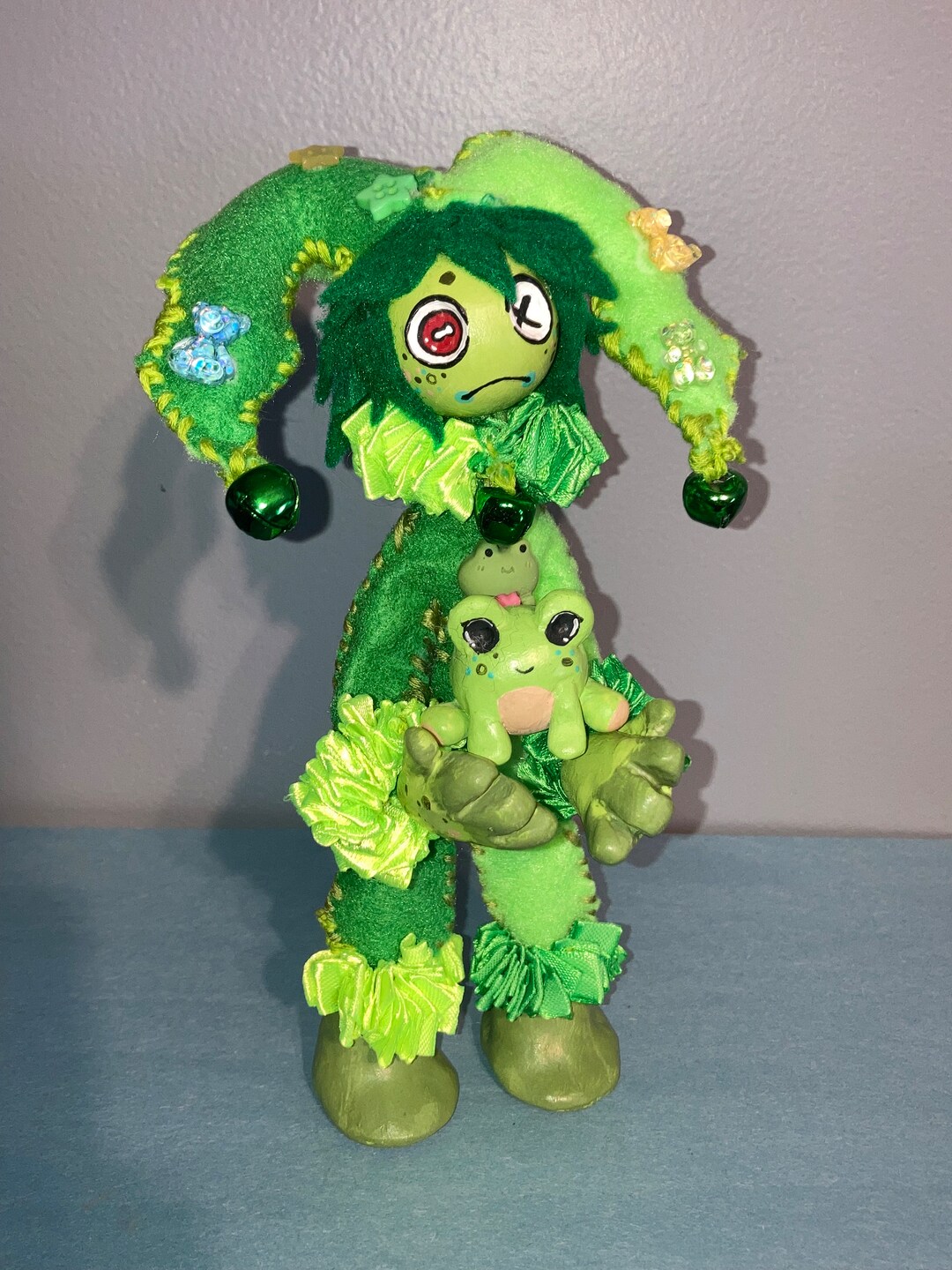 Froggy Jester Pose-able Character With Frog Pet - Etsy