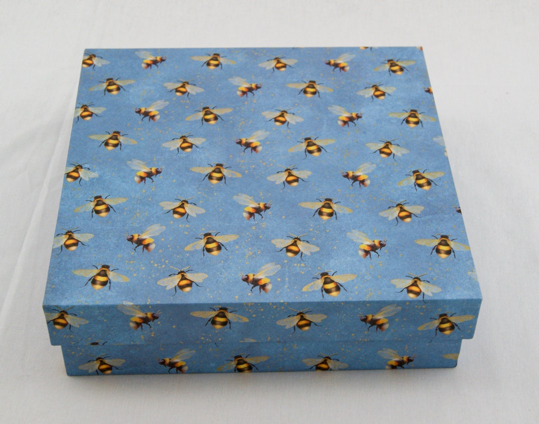 Boxes With Slip Lids in Many Sizes Storage Box With Lid Bees Blue - Etsy