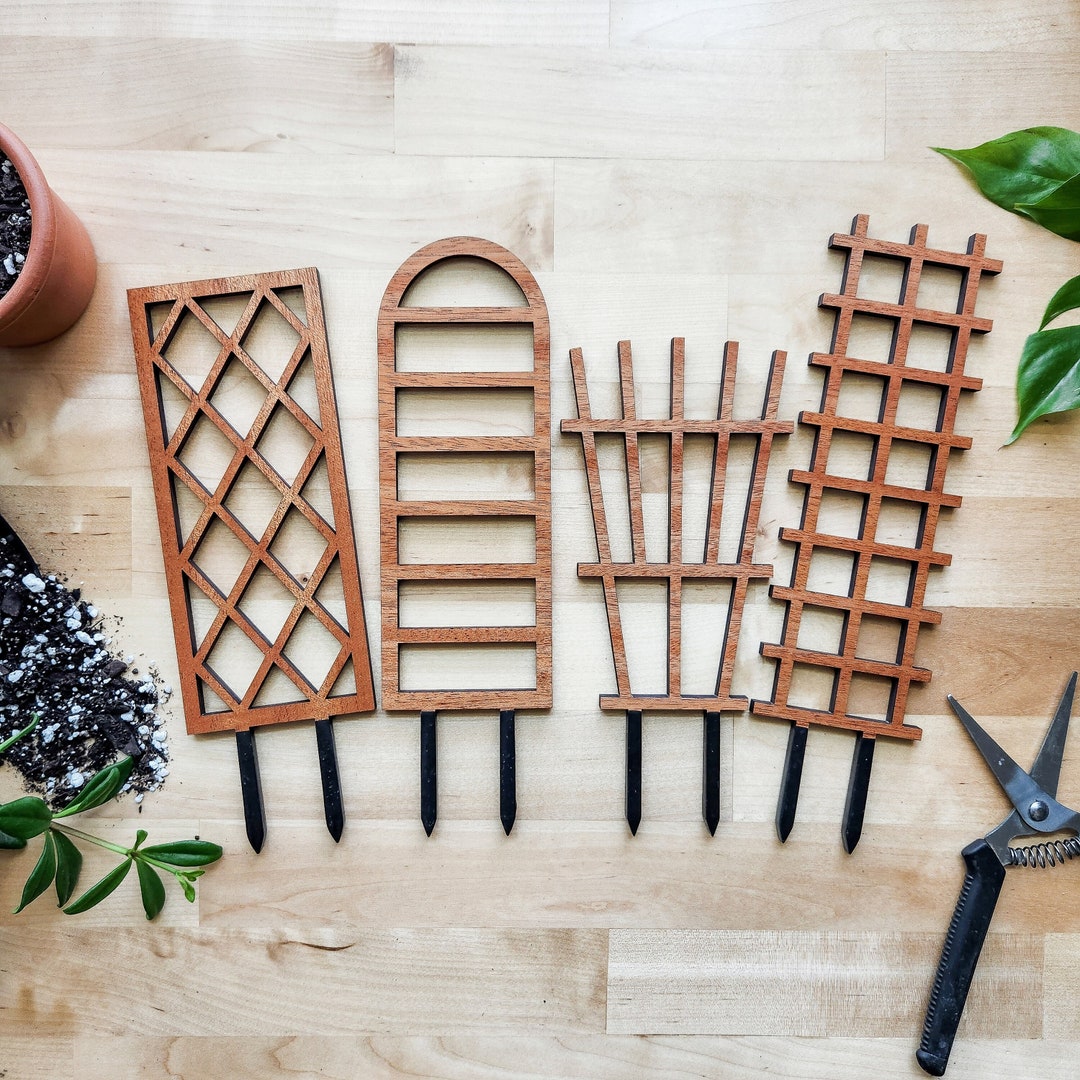 Bundle of 4 Indoor Plant Trellises (3 Sizes for 2-6" Pots) | Mini & Small Wood House Plant ...