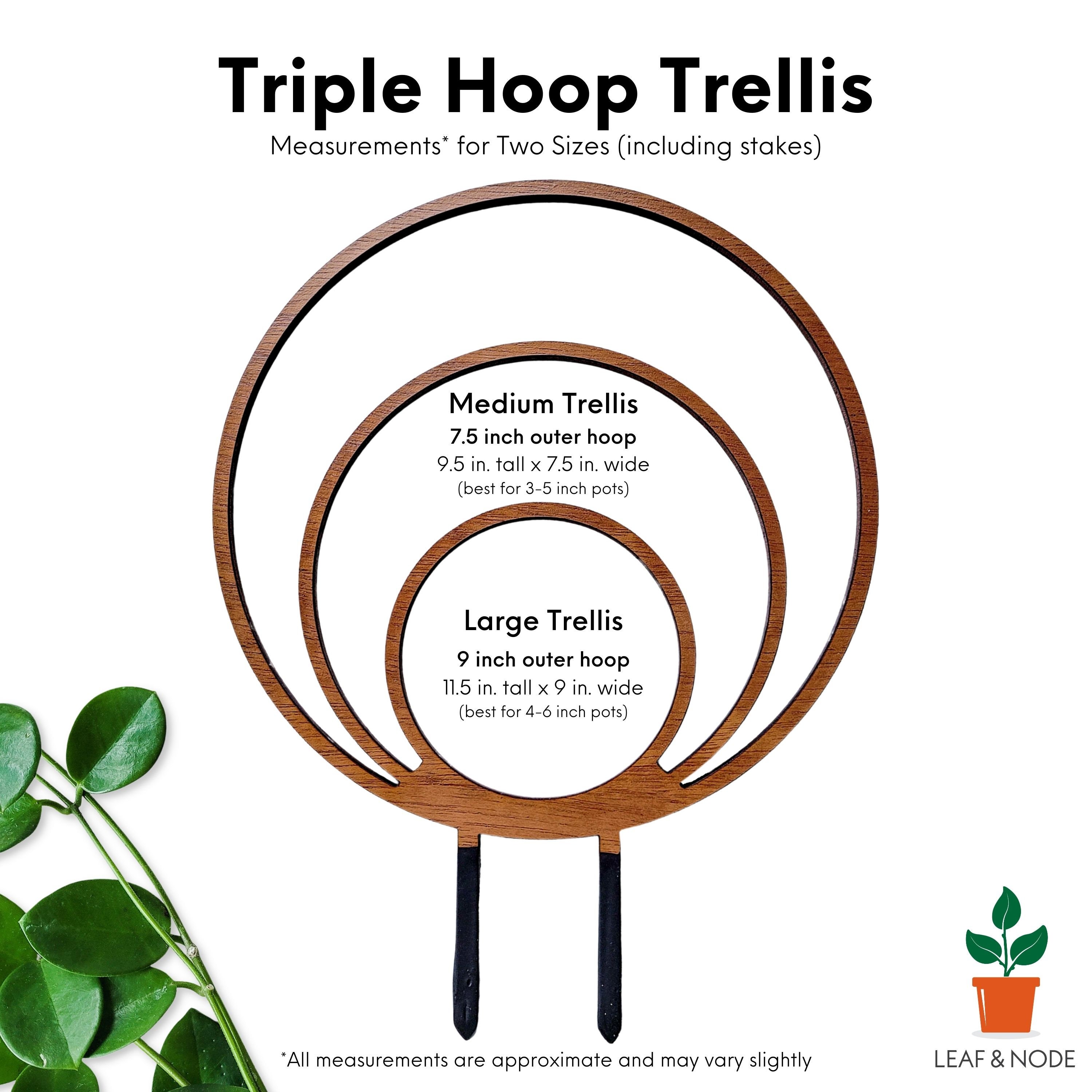 Triple Hoop Houseplant Trellis 2 Sizes Wooden Round - Etsy