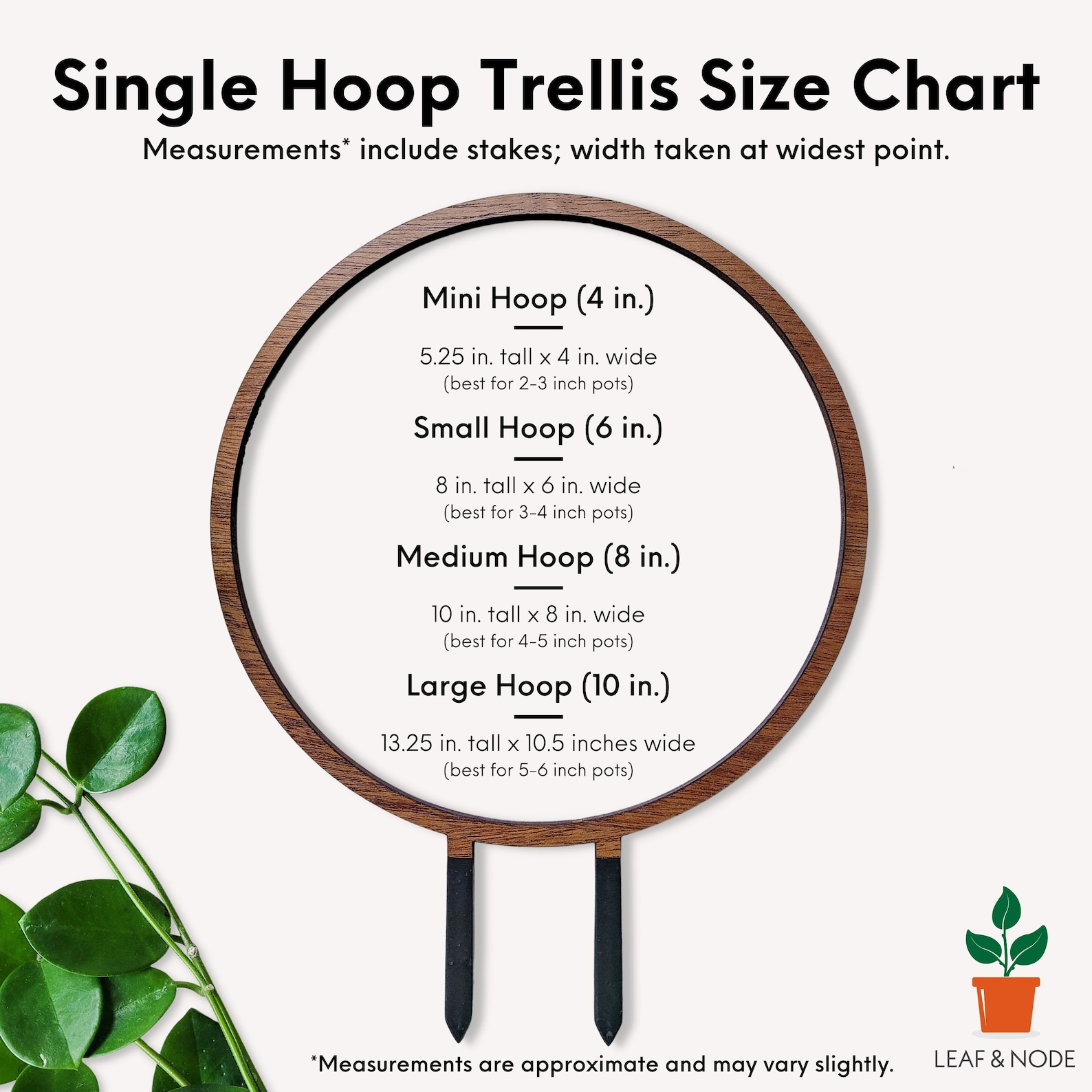 Hoop Wood Trellis 4 Sizes Round Houseplant Trellis - Etsy