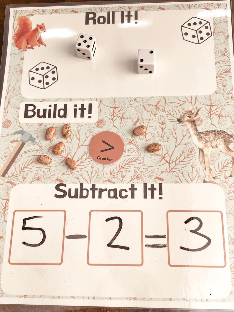 Forest Animals Addition and Subtraction Roll It, Build It, Write It ...