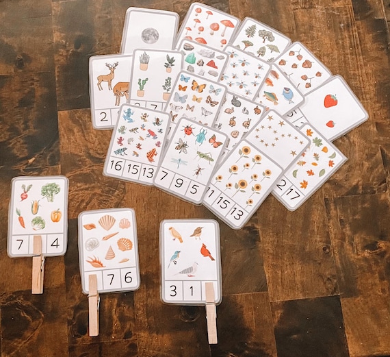 Clothespin Number Game Cards | Etsy