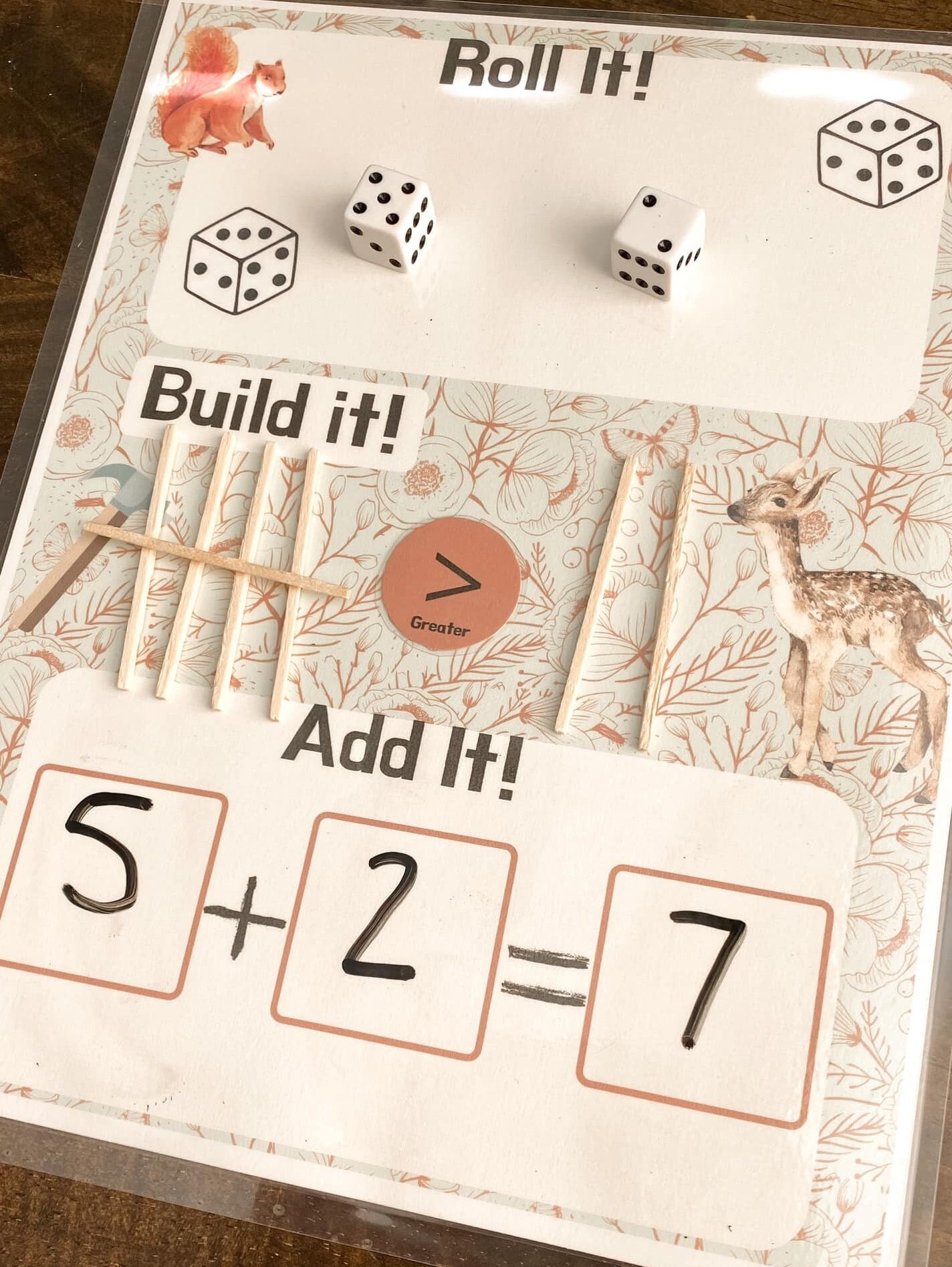 Forest Animals Addition and Subtraction Roll It, Build It, Write It ...
