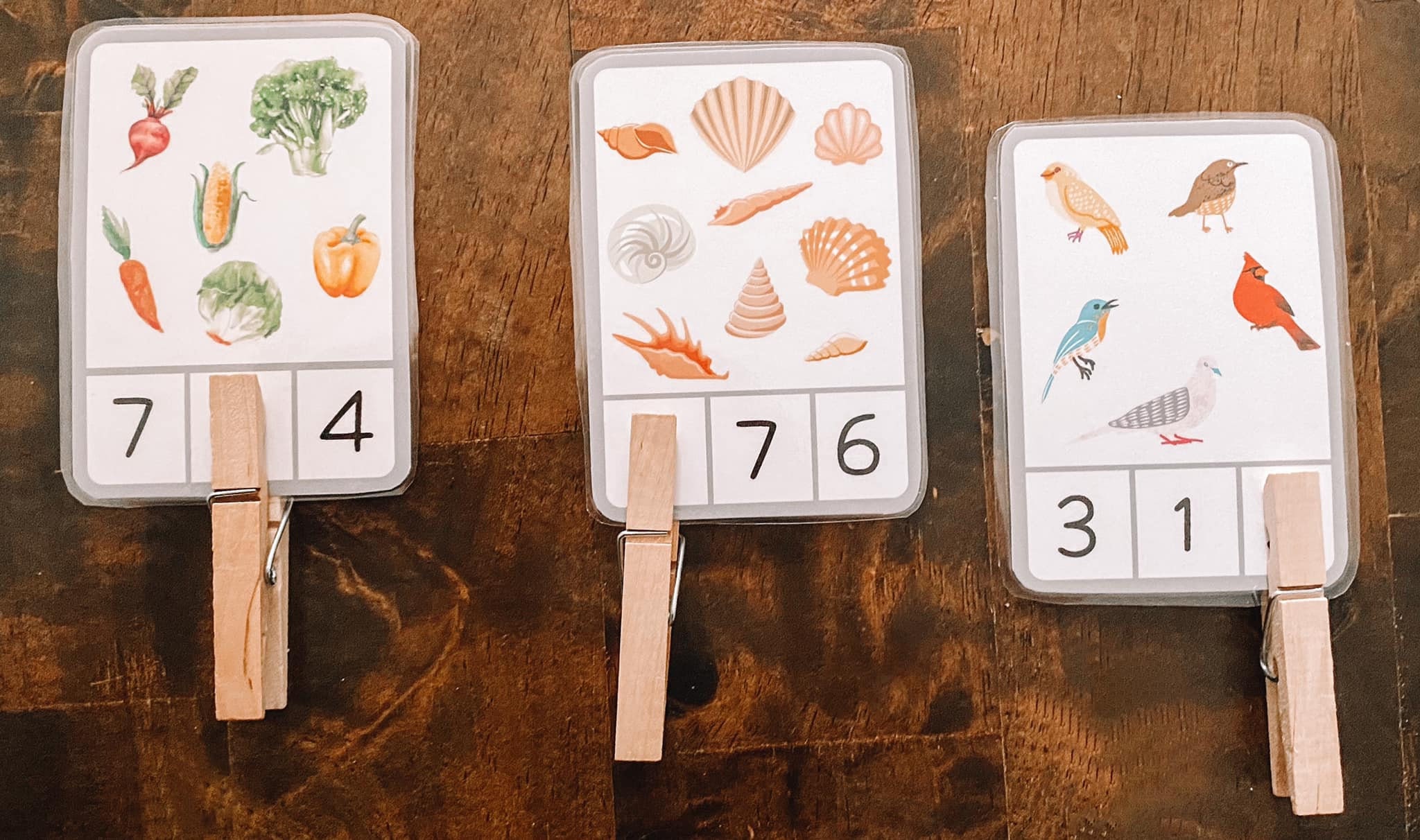Clothespin Number Game Cards - Etsy