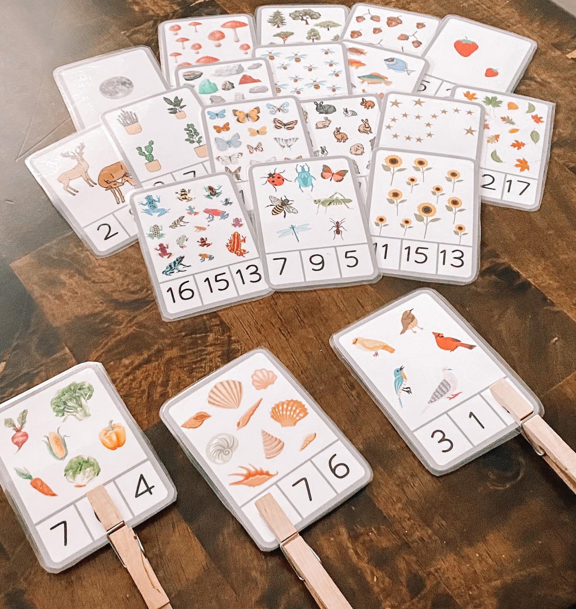 Clothespin Number Game Cards - Etsy
