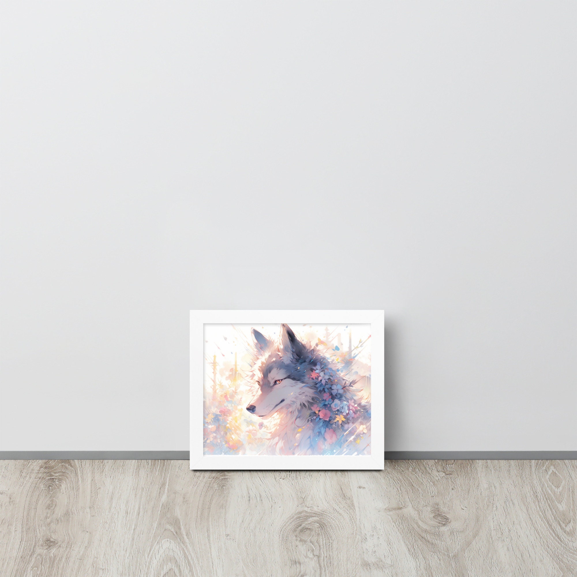 Dire Wolf Watercolor Art Print Floral Wolf Wall Decor Framed - Etsy