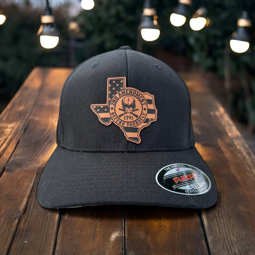 Texas 2nd Amendment Leather Patch Hat: Texan Trucker Cap (flexfit or ...