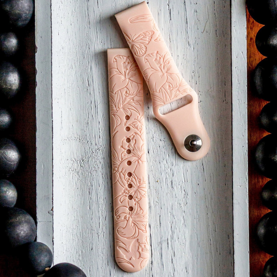 Lillies Samsung Watch Band | Butterflies Watch Band | Engraved Silicone ...