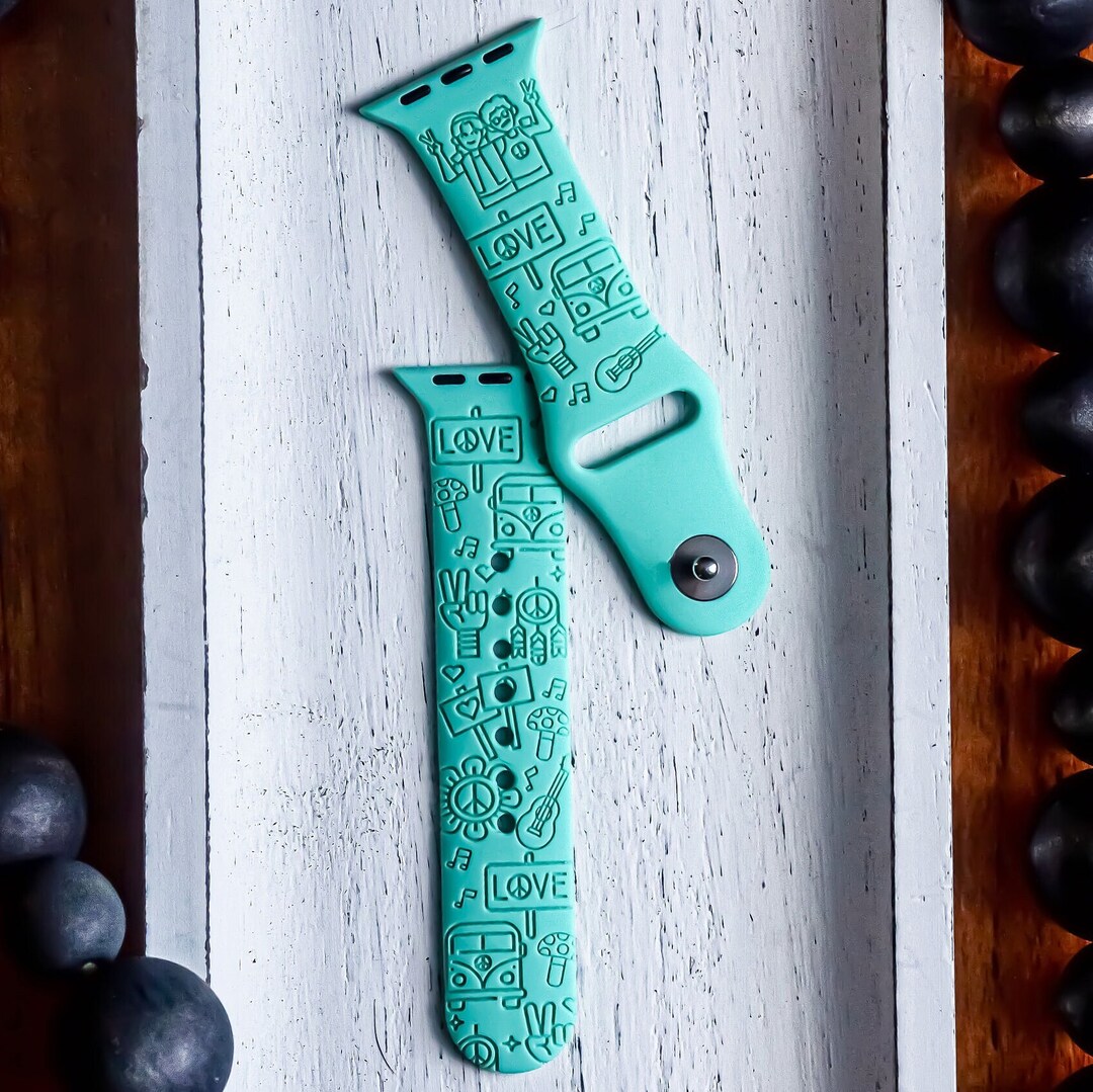 Hippie Engraved Apple Watch Band Series 9, 8, 7, 6, 5, 4, 3, 2, 1 ...