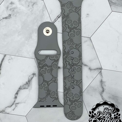 Skull Themed Engraved Silicone Watch Band | Etsy