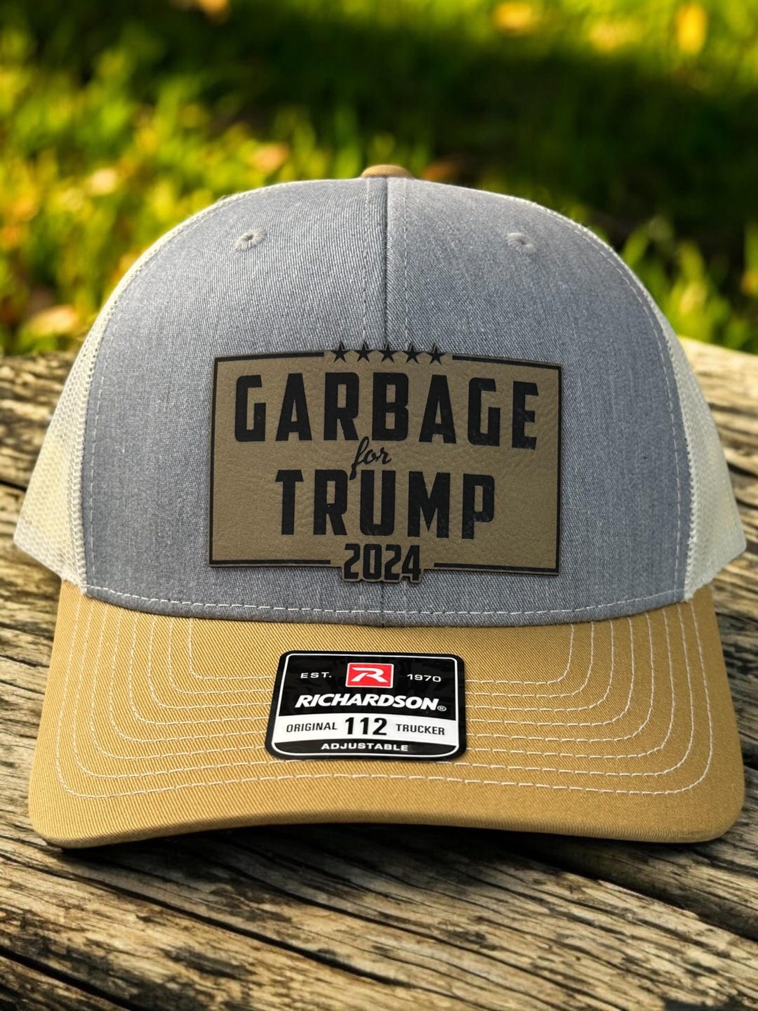 Garbage for Trump 2024 Leather Patch Hat | Custom Trucker Hat | MAGA ...