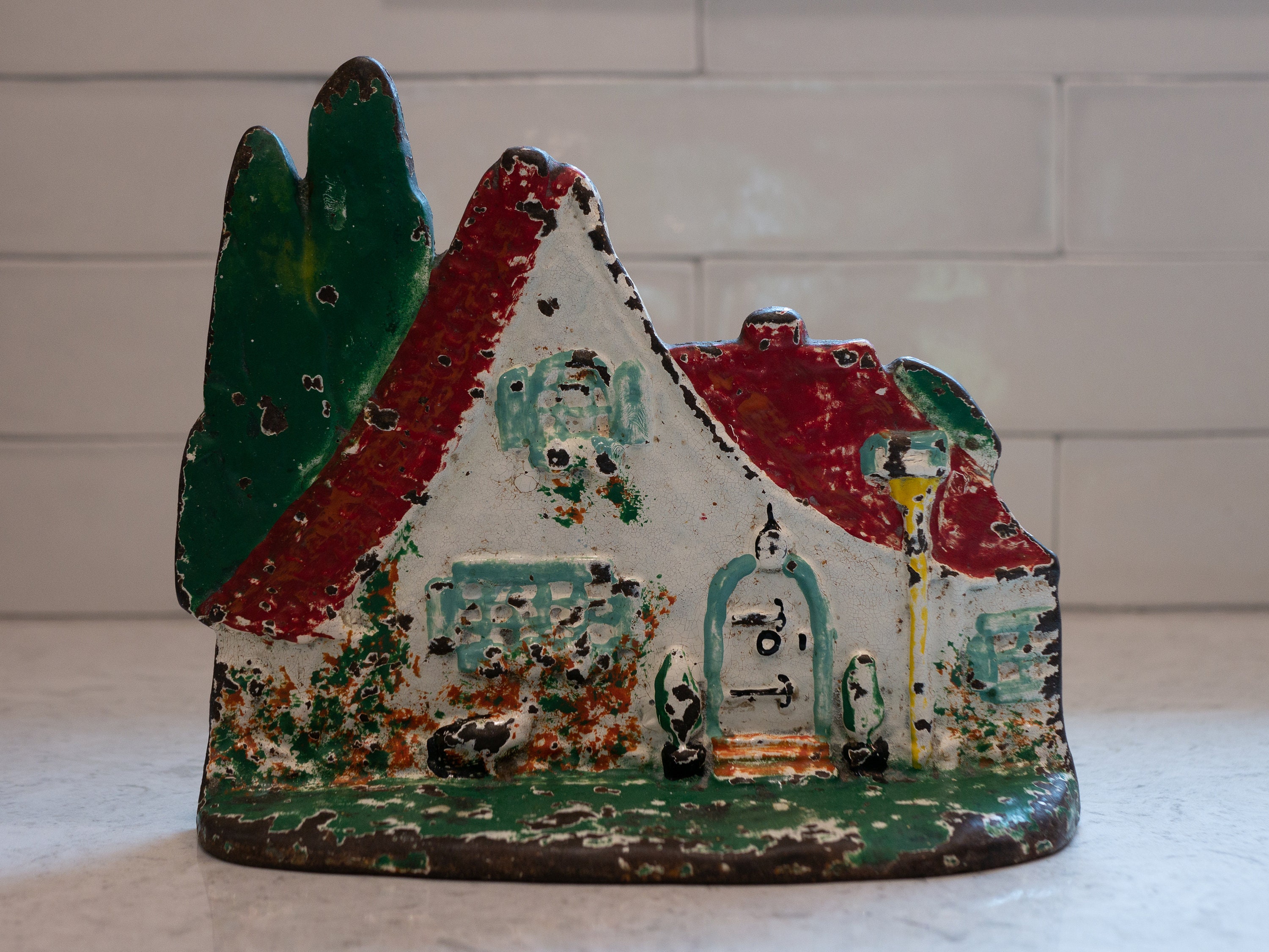 RARE Littco Products Red Roof Cottage Cast Iron Doorstop Excellent ...