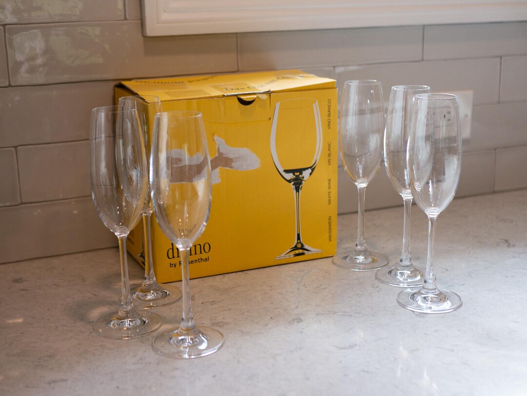 Set of 6 7 3/4 Oz. Divino by Rosenthal Crystal Champagne Flute Glasses ...