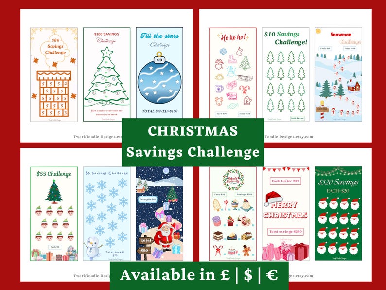 12 CHRISTMAS Savings Challenge Bundle PRINTABLE,A6 Mini Christmas Money ...