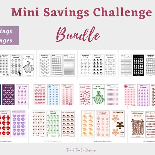 12 Mini Savings Challenge Bundle Printable Personal Finance - Etsy