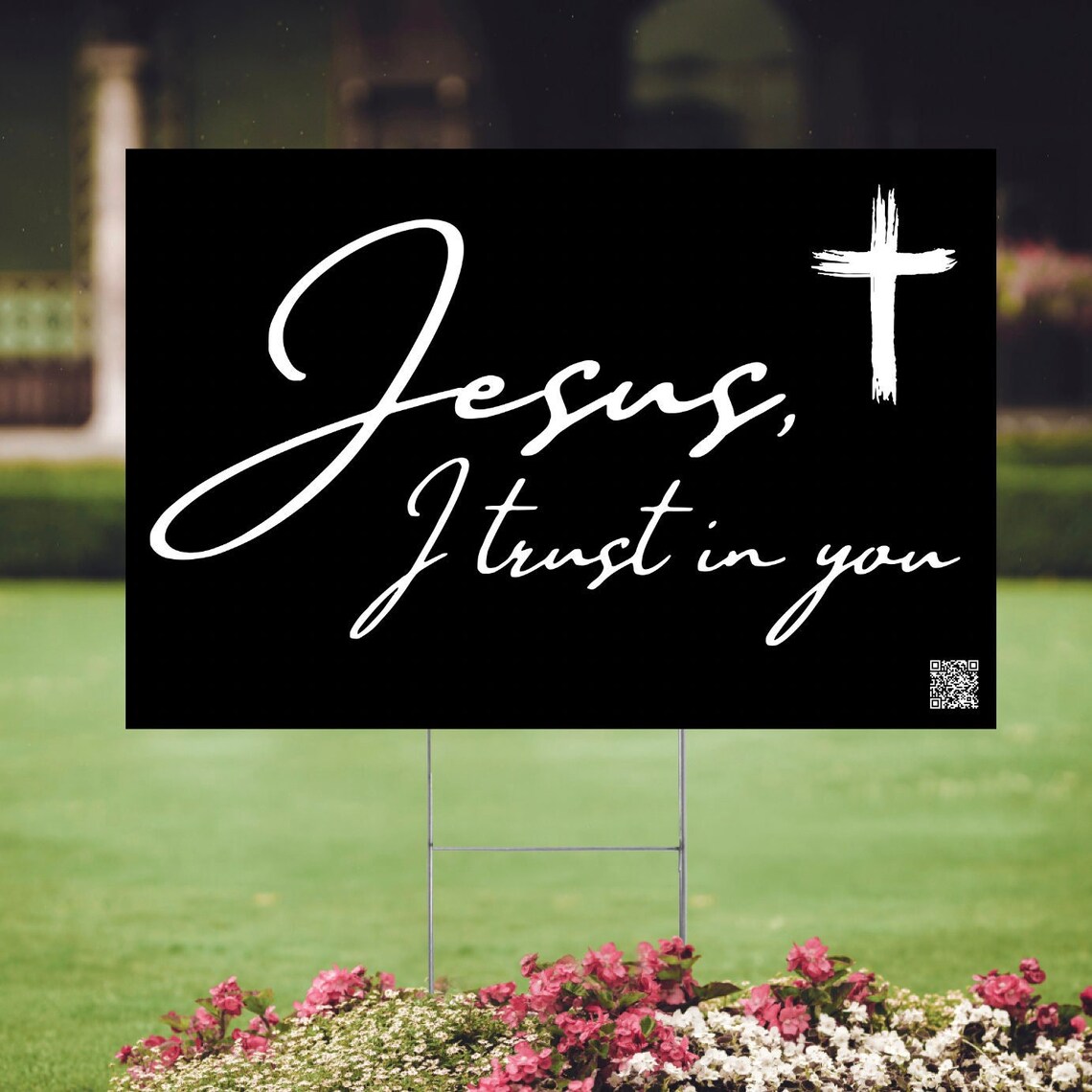 Jesus, I Trust in You Cursive - Garden Sign - Etsy