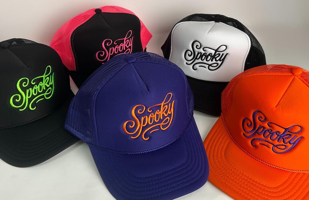 Spooky Trucker Hat – High Crown Foam Front Mesh Back Snapback Cap With ...