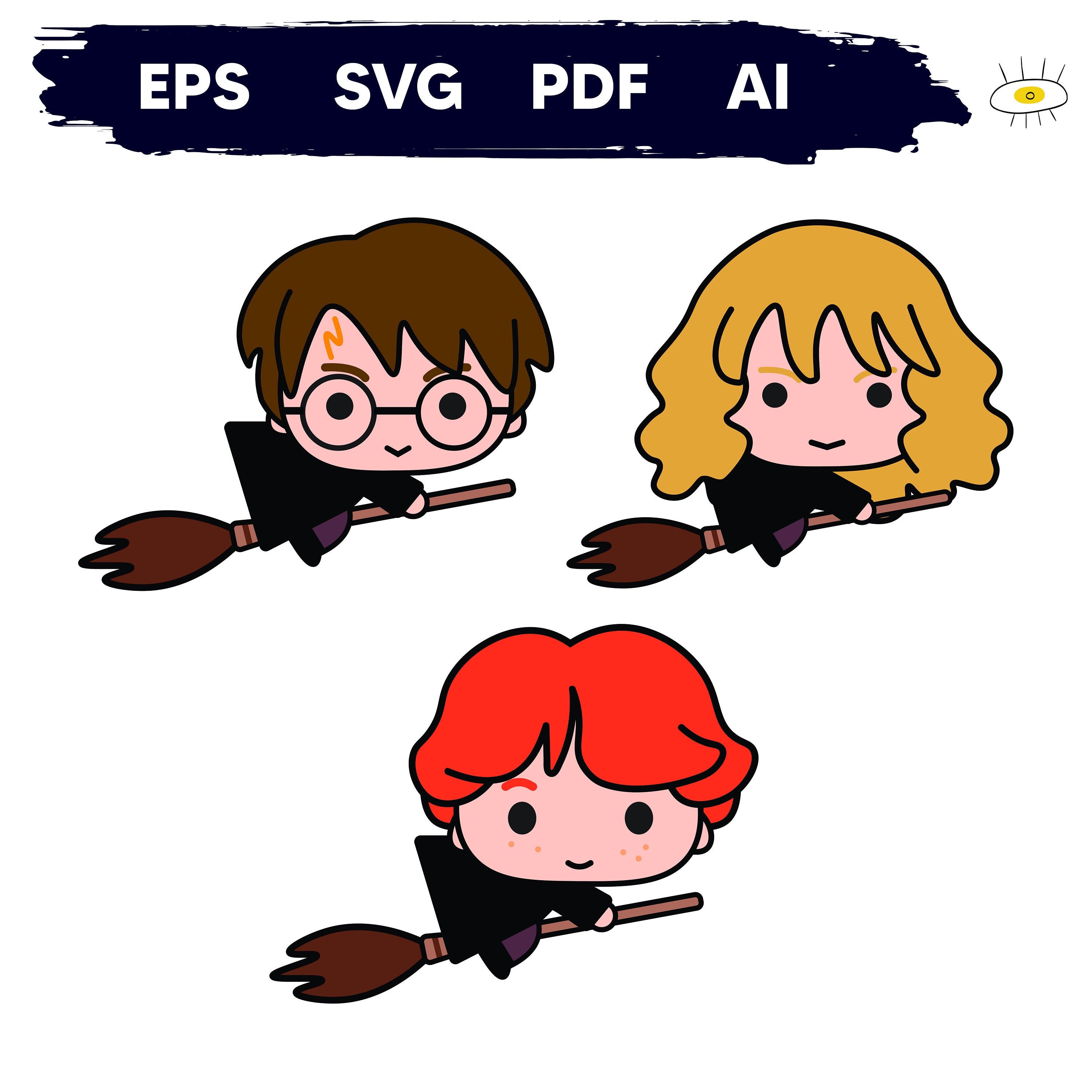 Harry Potter Digital Cartoons Hermione Granger Ron Weasley Etsy