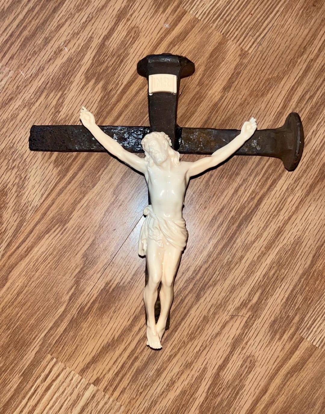 Jesus on Railroad Spike Cross 7x7” One of a Kind - Etsy