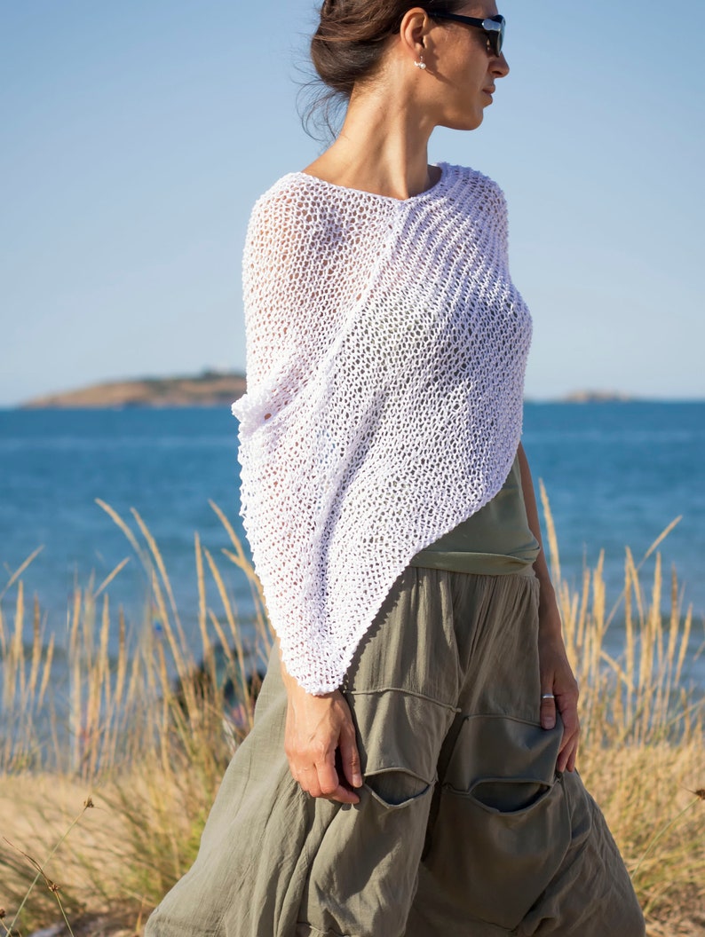 Cotton Poncho for Women Loose Knit Summer Knitwear Women's - Etsy