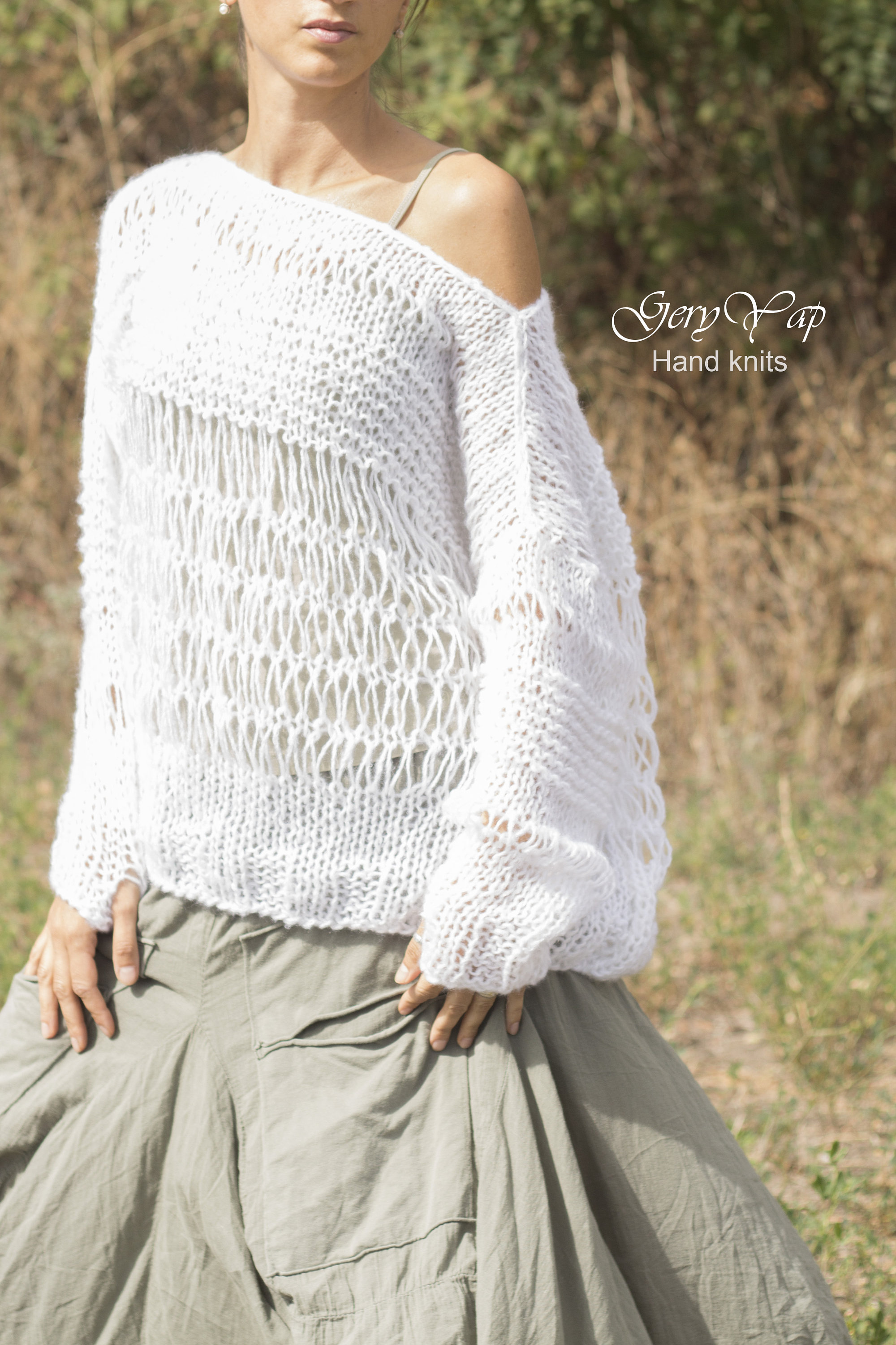 Hand Knitted Wool Mohair Womens Sweater Loose Knit White Hand - Etsy