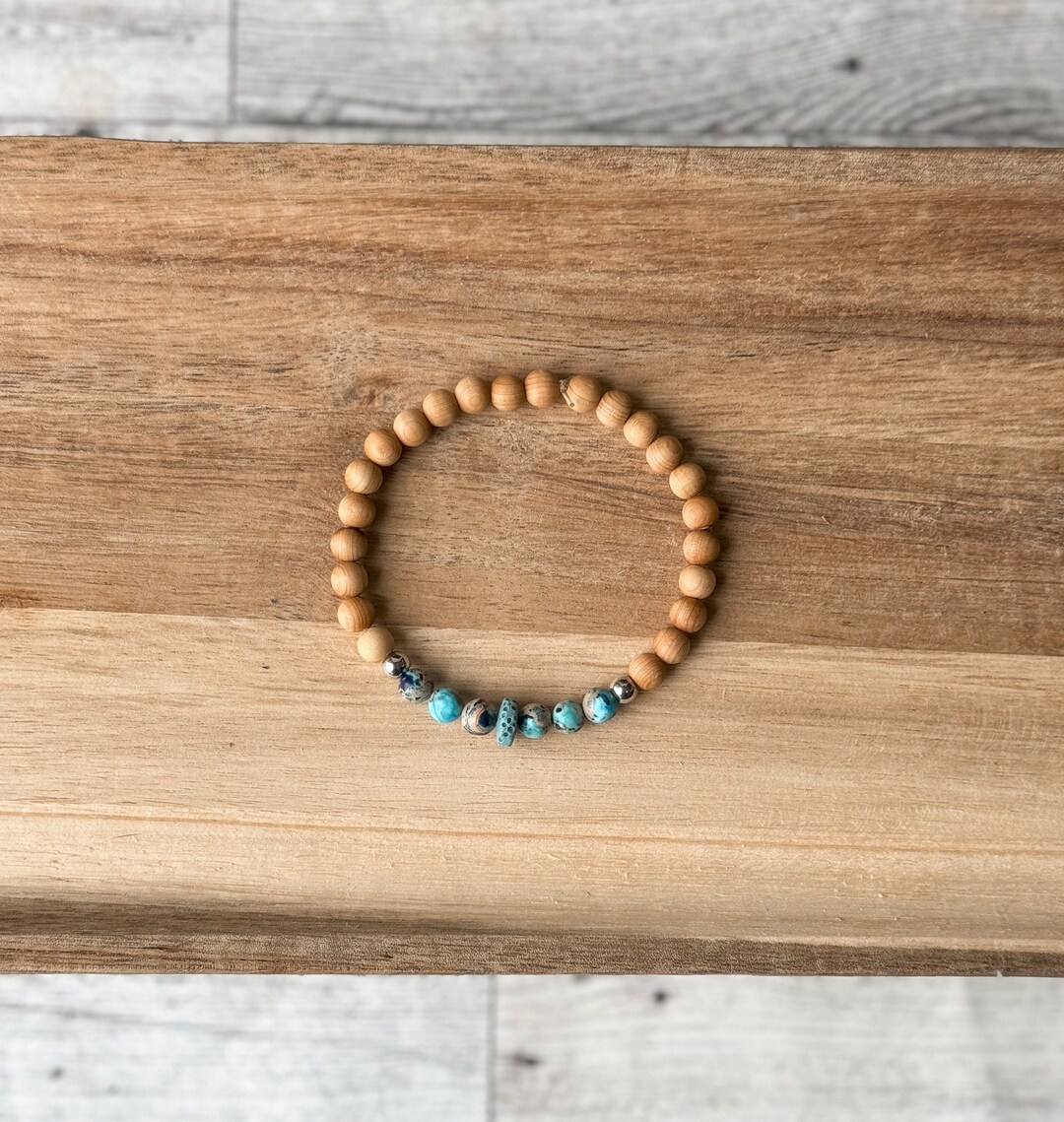 Wood Bead Bracelet, Essential Oil Diffuser Bracelet, Lava Bead Bracelet ...
