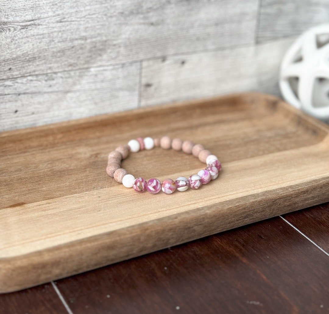 Lava Bead Bracelet, Wood Bead Bracelet, Essential Oil Diffuser Bracelet ...