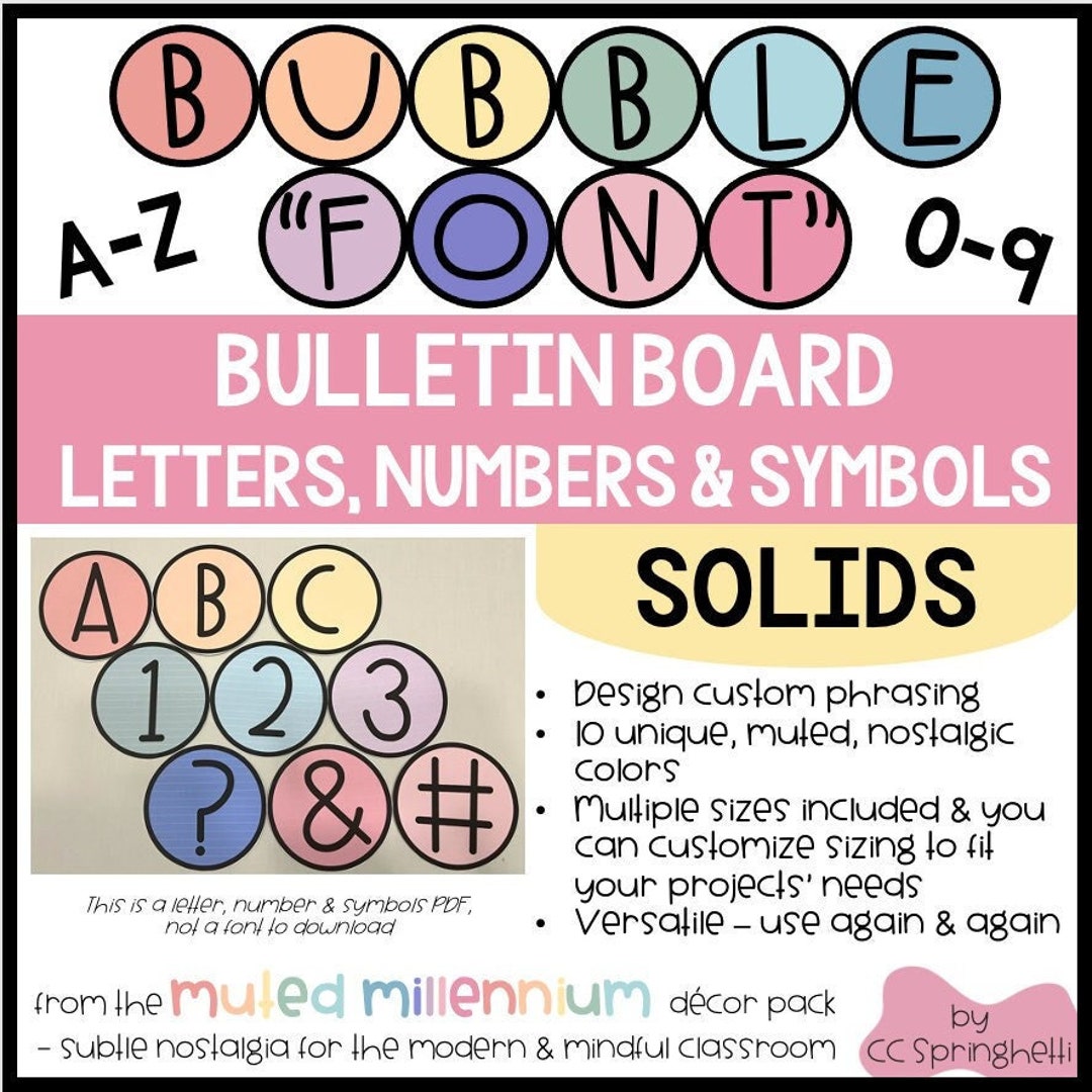 Printable Bubble "font" Solids | Bulletin Board A-Z Letters, 0-9 ...