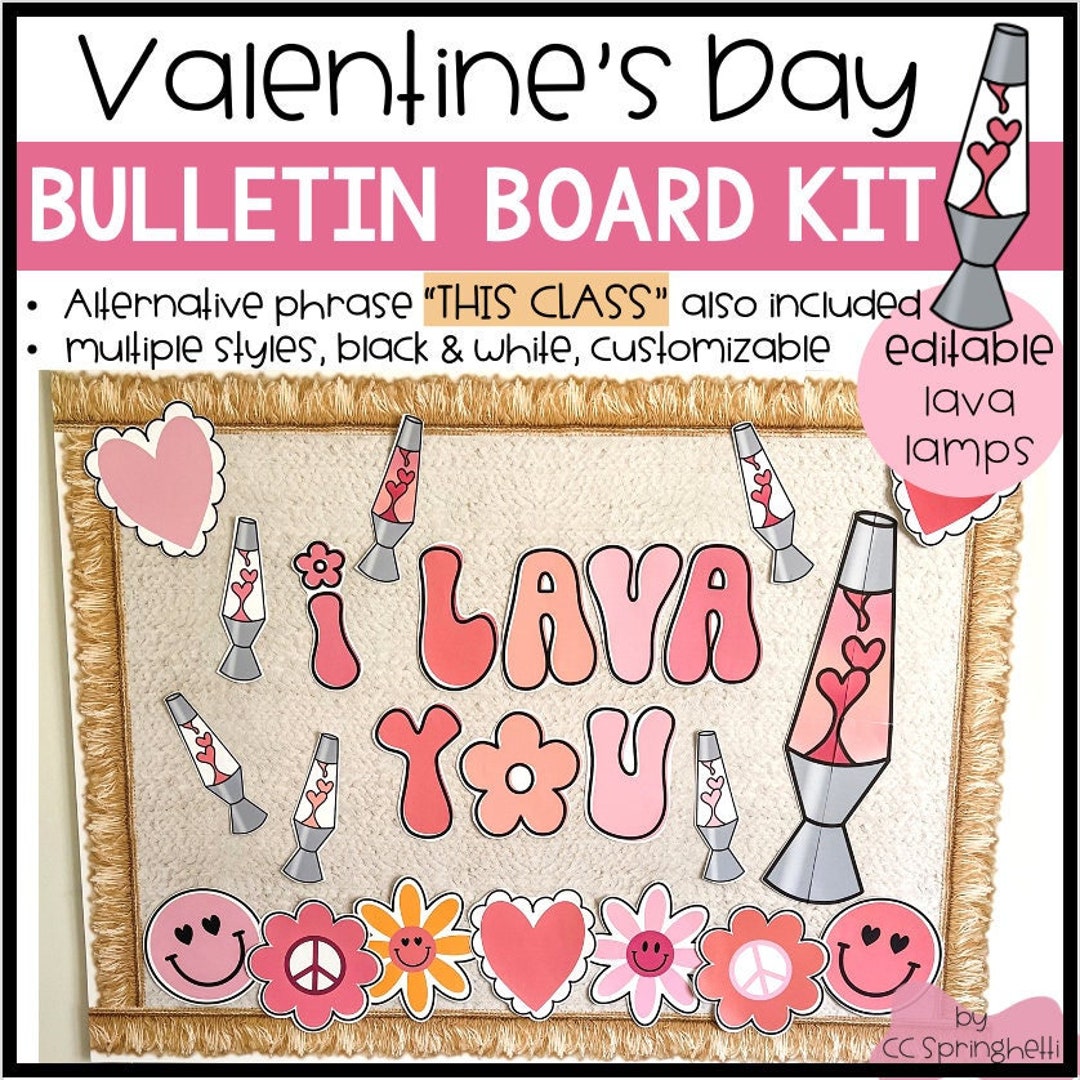 February Valentine's Day Retro Bulletin Board Kit I Lava You Lava Lamp ...