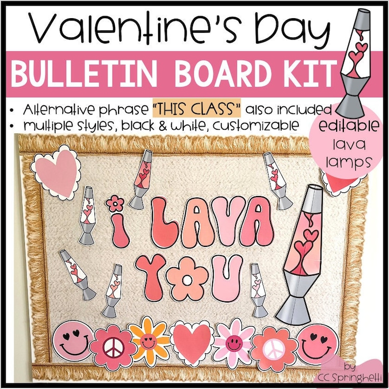 February Valentine's Day Retro Bulletin Board Kit I Lava You Lava Lamp ...