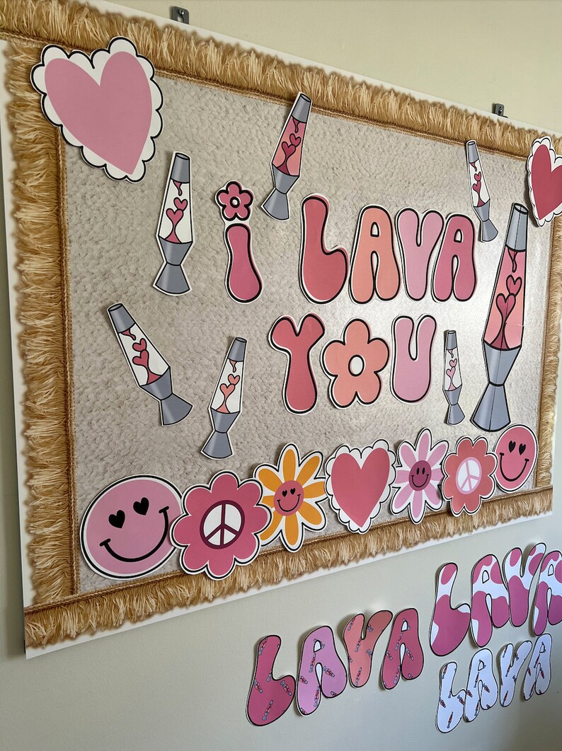 I Lava You Bulletin Board Kit | Retro Valentine's Day Decor (digital ...