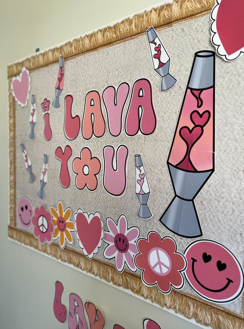 February Valentine's Day Retro Bulletin Board Kit | I Lava You | Lava ...