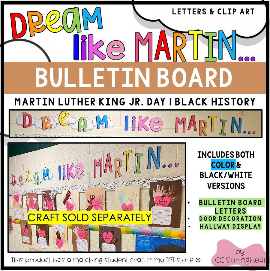 Martin Luther King Jr Bulletin Board Letters Dream Like Martin Wall ...