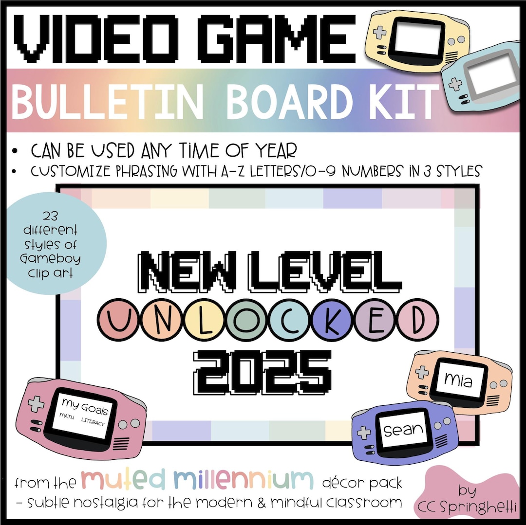 Video Game Bulletin Board Kit | New Year 2026 | A-Z Letters 0-9 Numbers ...