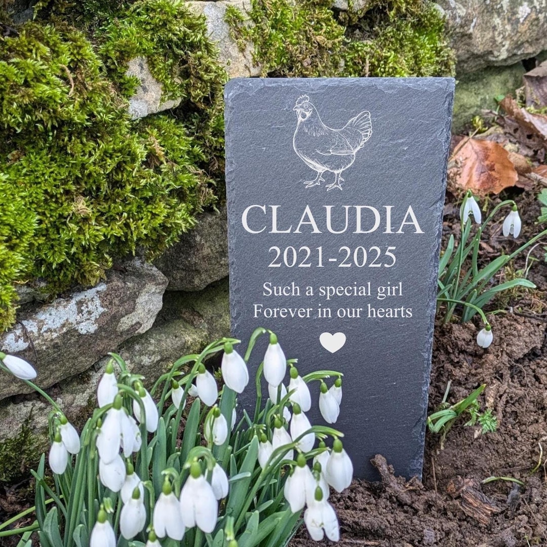 Personalised Chicken Slate Memorial Plaque, Pet Memorial, Grave Marker ...
