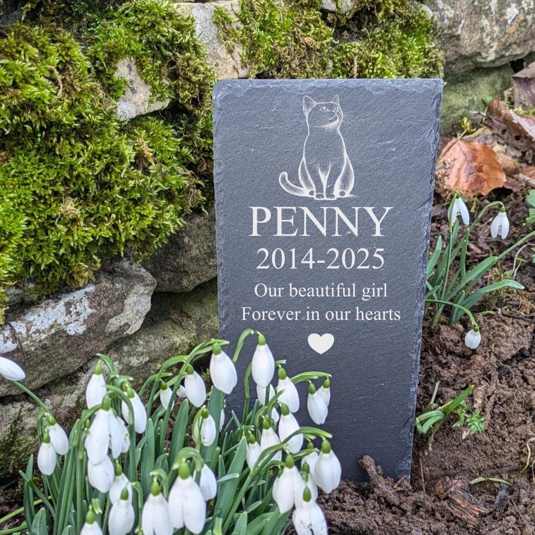 Personalised Cat Slate Memorial Plaque, Pet Memorial, Grave Marker, Pet ...