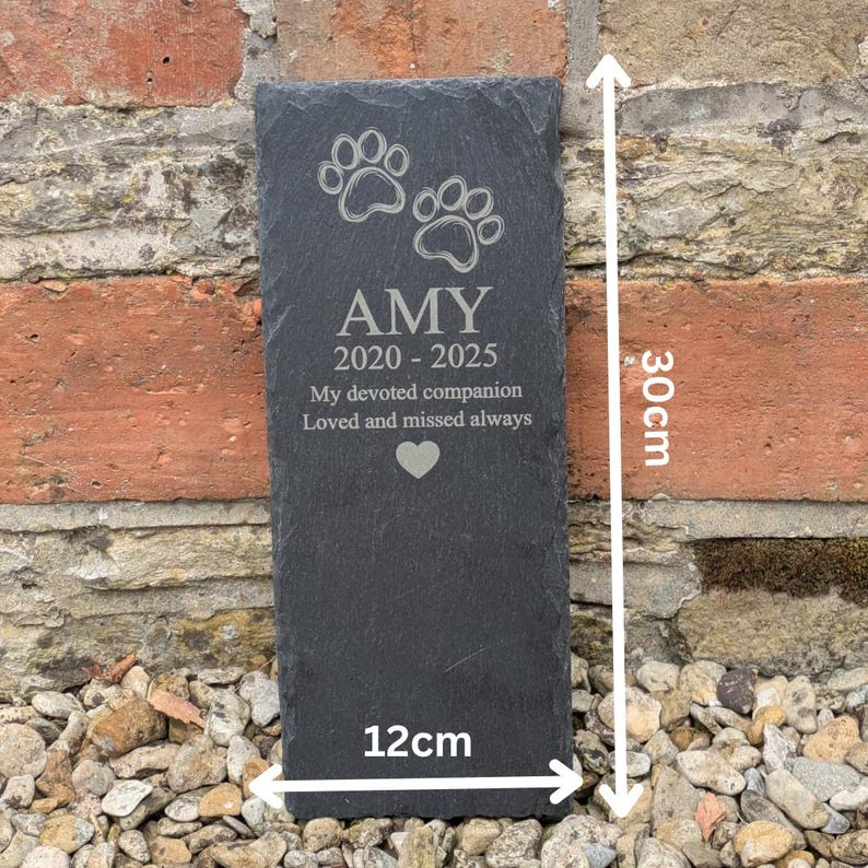 Personalised Pet Slate Memorial Plaque (paw Prints) Pet Memorial, Grave ...