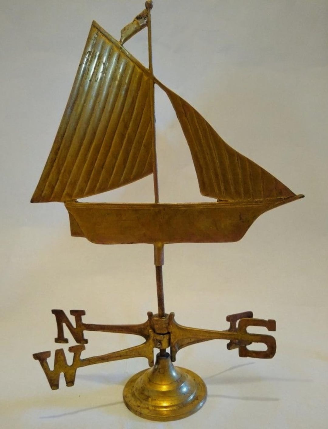 Antique Copper and Brass Sailboat Weathervane on Stand - Etsy