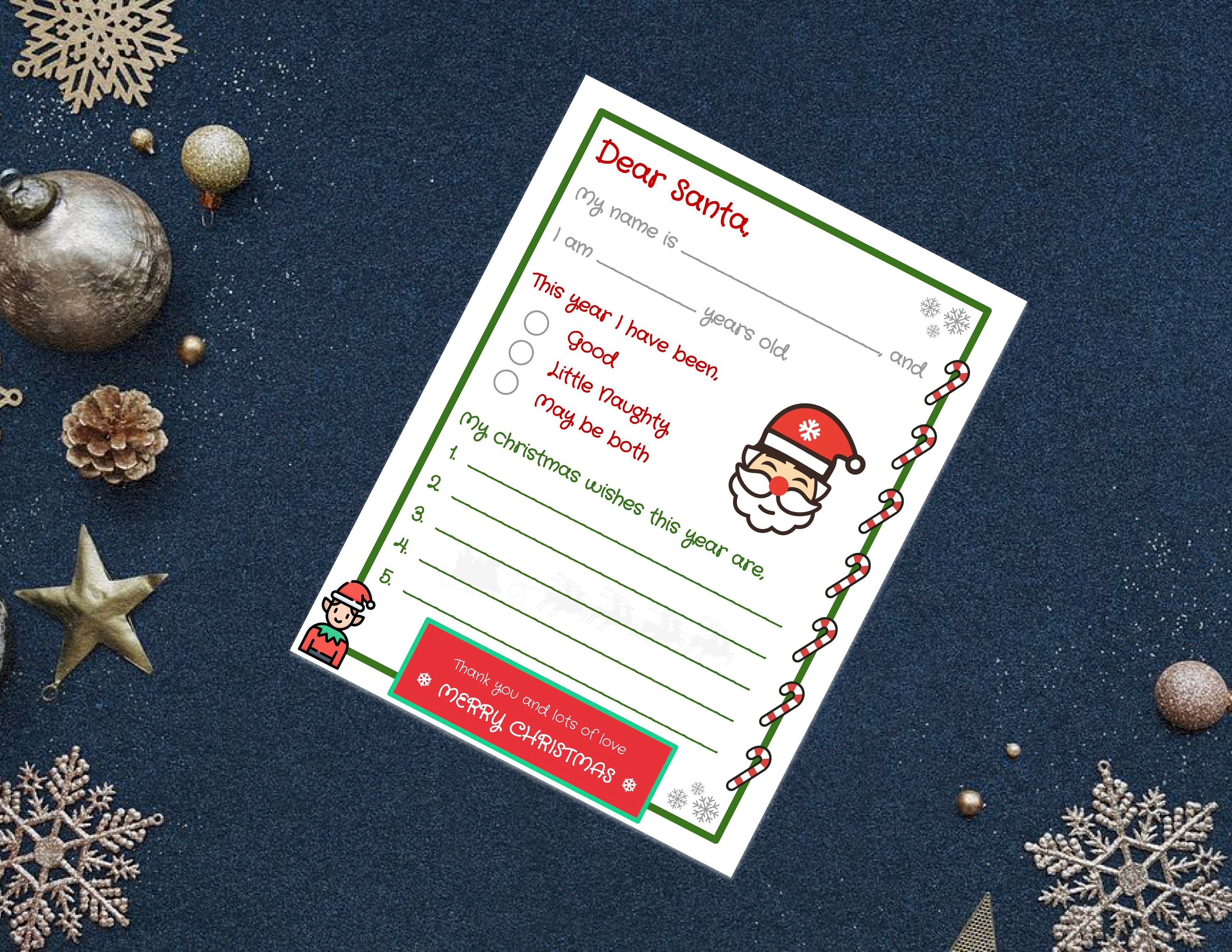 Printable Kids Letter to Santa Kids Christmas Wish List Print-at-home ...