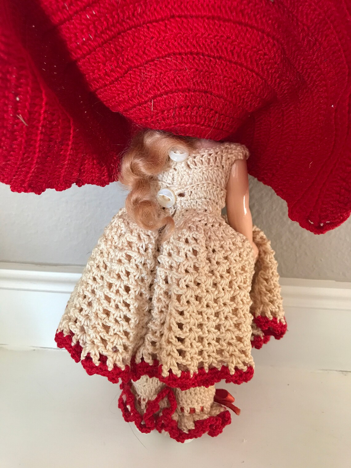 1940's Red Riding Hood Doll - Vintage Character Doll - Crochet Dress - Etsy