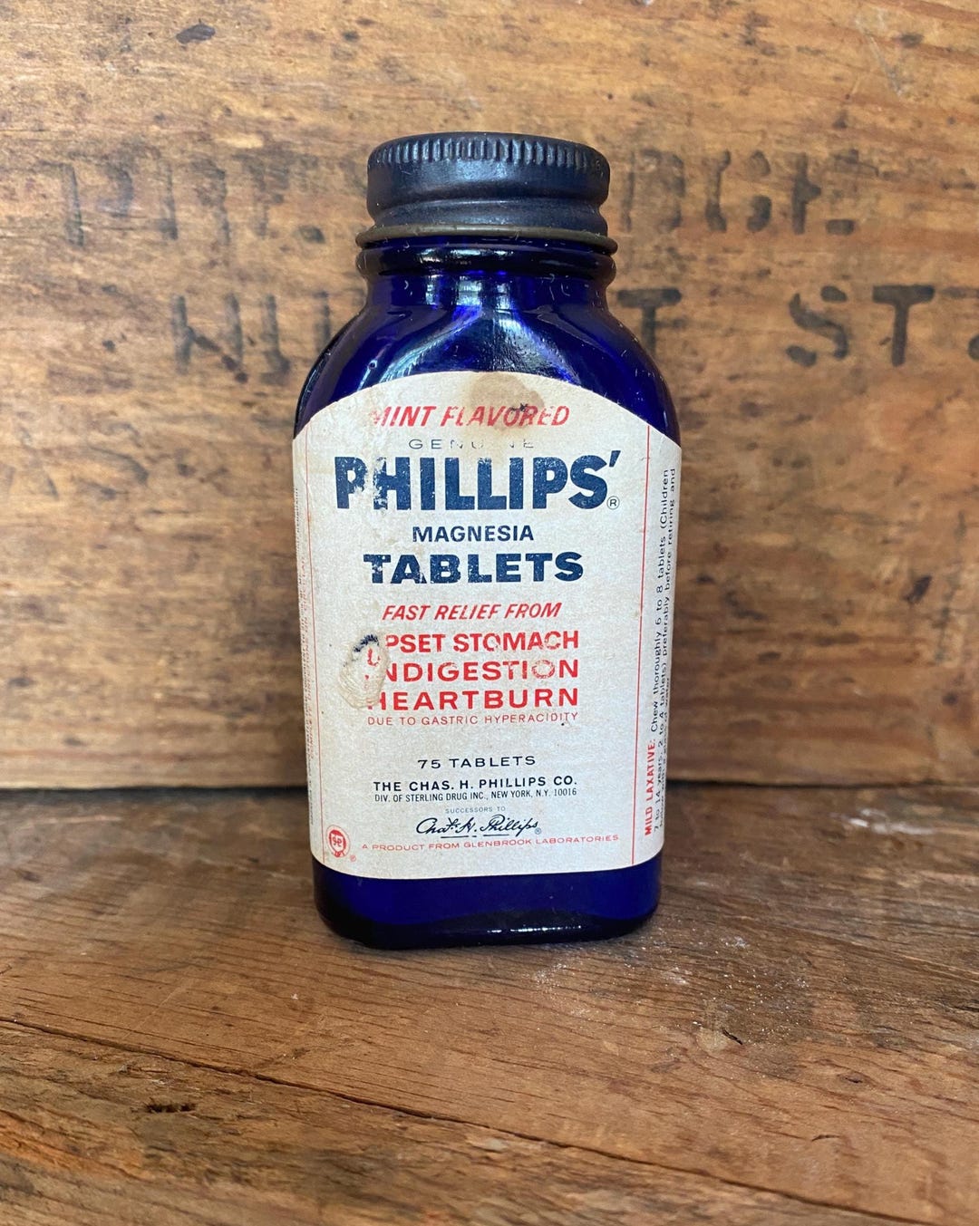 Vintage Phillips' Magnesia Tablets Cobalt Blue Bottle With Lid - Etsy