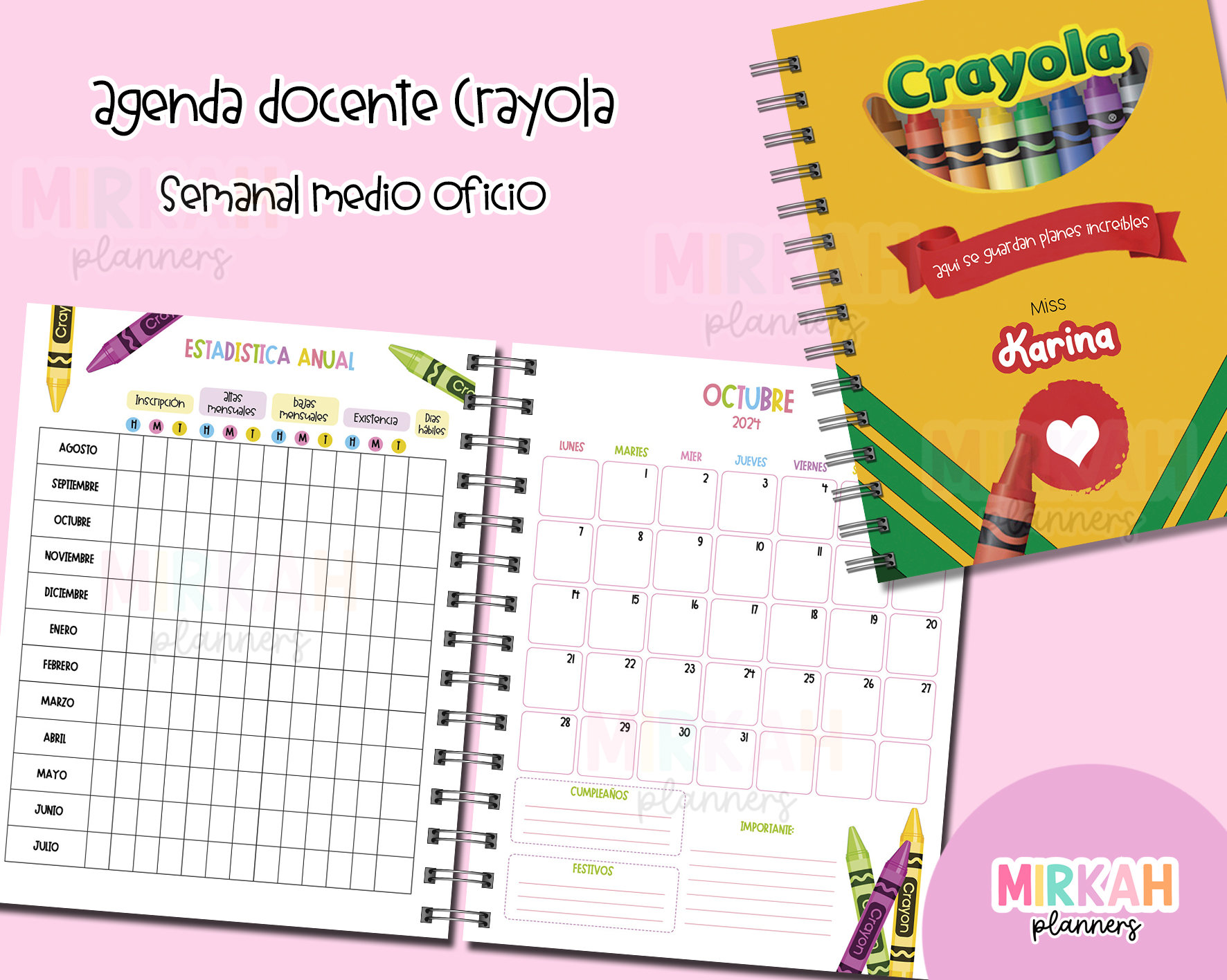 Agenda docente crayola 2024 - 2025 / agenda día del maestro, agenda ...