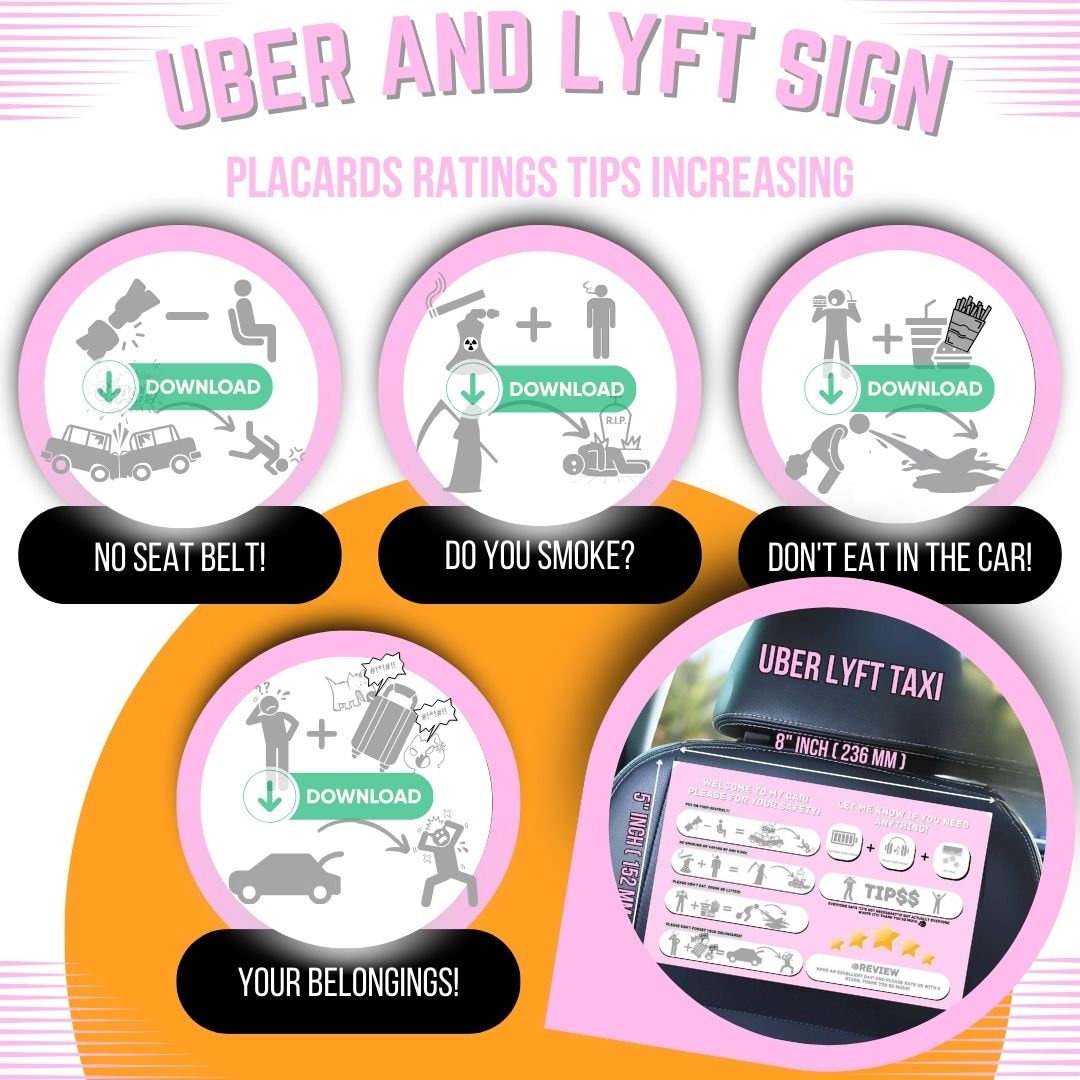 Placard Ridshare Sign No Stress, Just Joy Animated Sign for a Happy ...