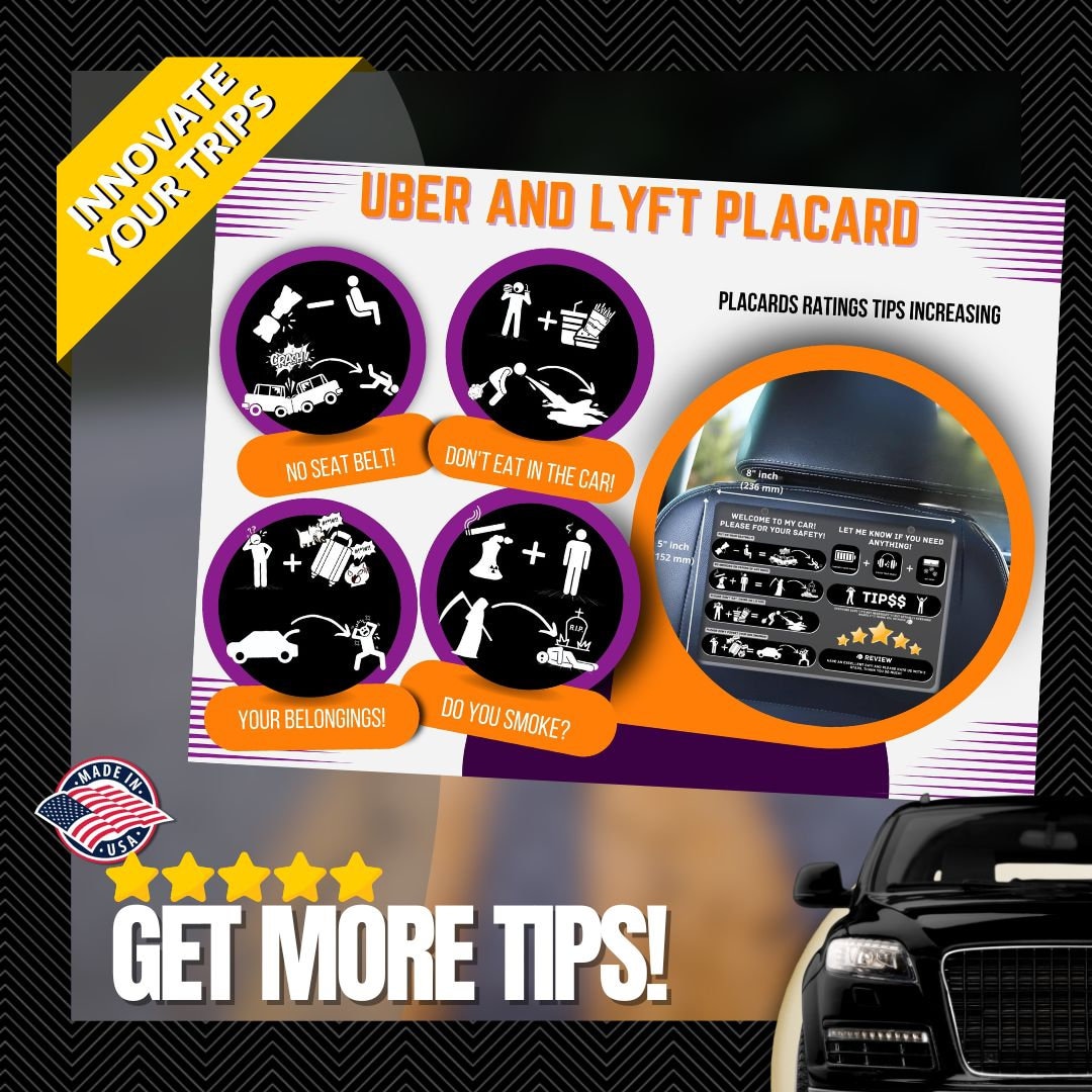 Uber Lyft Taxi 2 Welcome Signs Information Ridshare Boost Rating and ...