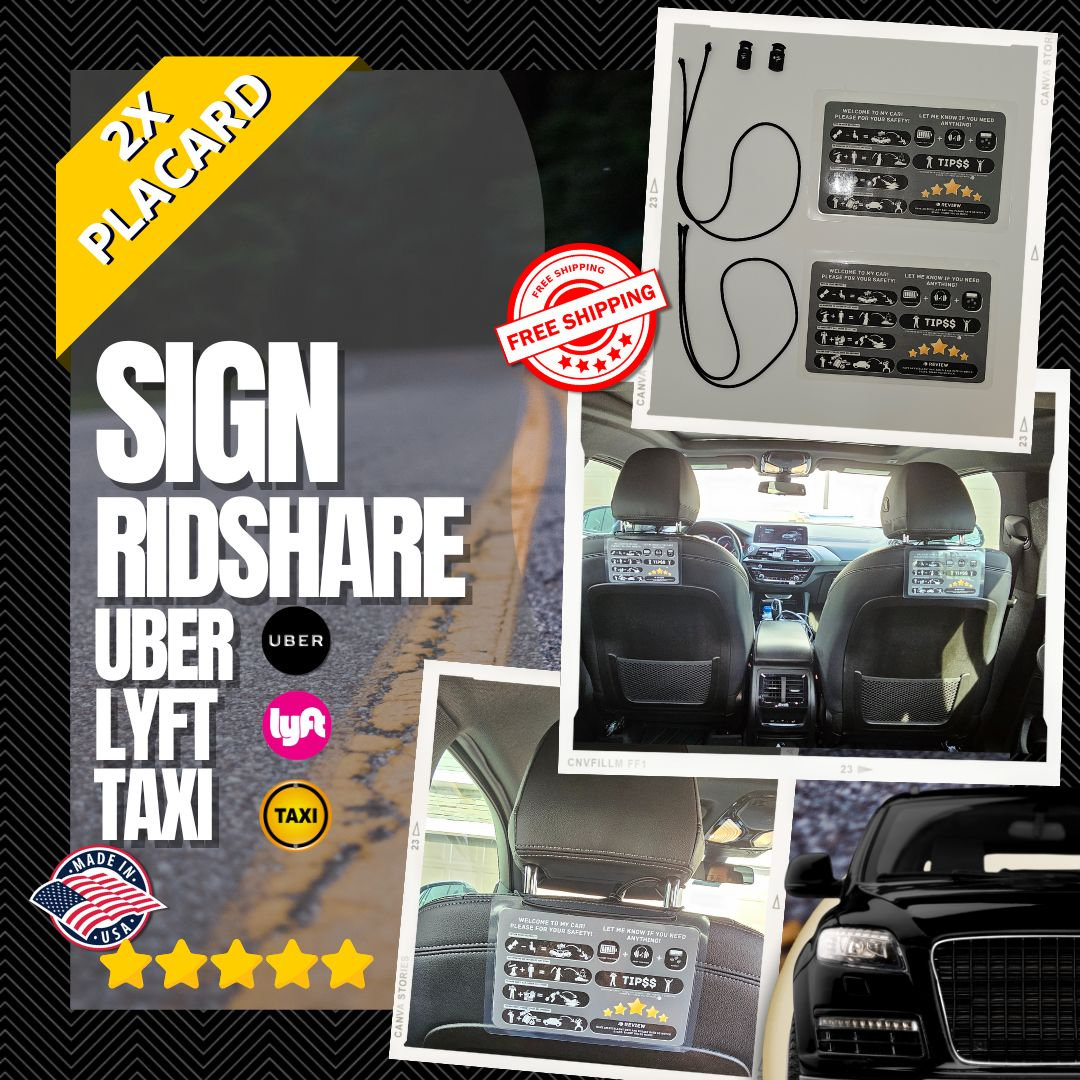 Uber Lyft Taxi 2 Welcome Signs Information Ridshare Boost Rating and ...